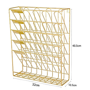 superbpag Hanging File Organizer 5 Tier Wall Mount Document Letter Tray Storage Rack for Office Home Dormitory, Gold