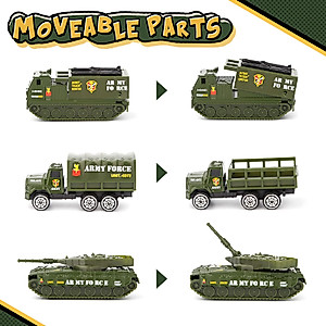 Diecast Military Vehicles Army Toy Mini Pocket Size Play Models Truck Tanks Helicopter for Kids Boys Age 3 4 5,Pack of 6