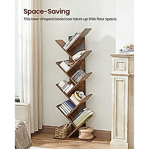 VASAGLE Bookshelf, 6-Tier Bookcase, Tall Display Shelf, Freestanding Storage Shelf, Room Divider &, 8-Tier Floor Standing Tree Bookshelf, with Shelves for Living Room, Home Office