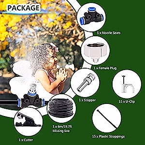 Trampoline Misting System, Garden Mister System, Outdoor Parasol Misting, DIY Greenhouse Misting System, for Patio, Garden, Lawn, Greenhouse,6m,Tranquillity69