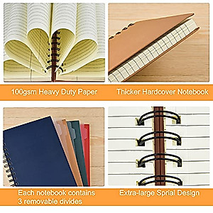 Zealor 4 Pack Hardcover Spiral Notebook College Ruled Notebooks Subject Notebook A5 Size 5.5"x 8.3" for Office and School Supplies (Red, Kraft, Green, Blue)