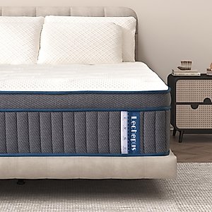 Lechepus TwinXL Mattress, 14Inch Gel Memory Foam with 7-Zone Pocket Spring Mattress TwinXL Size, Cooling Sleep and Pressure Relief, Medium Plush Hybrid Mattresses in Box for Motion Isolation