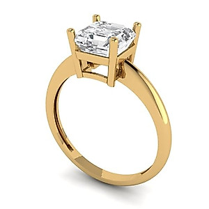 Clara Pucci 1.50 ct Asscher Cut Solitaire White Lab Created Sapphire Engagement Bridal Promise Anniversary Ring 18K Yellow Gold Size 3.5