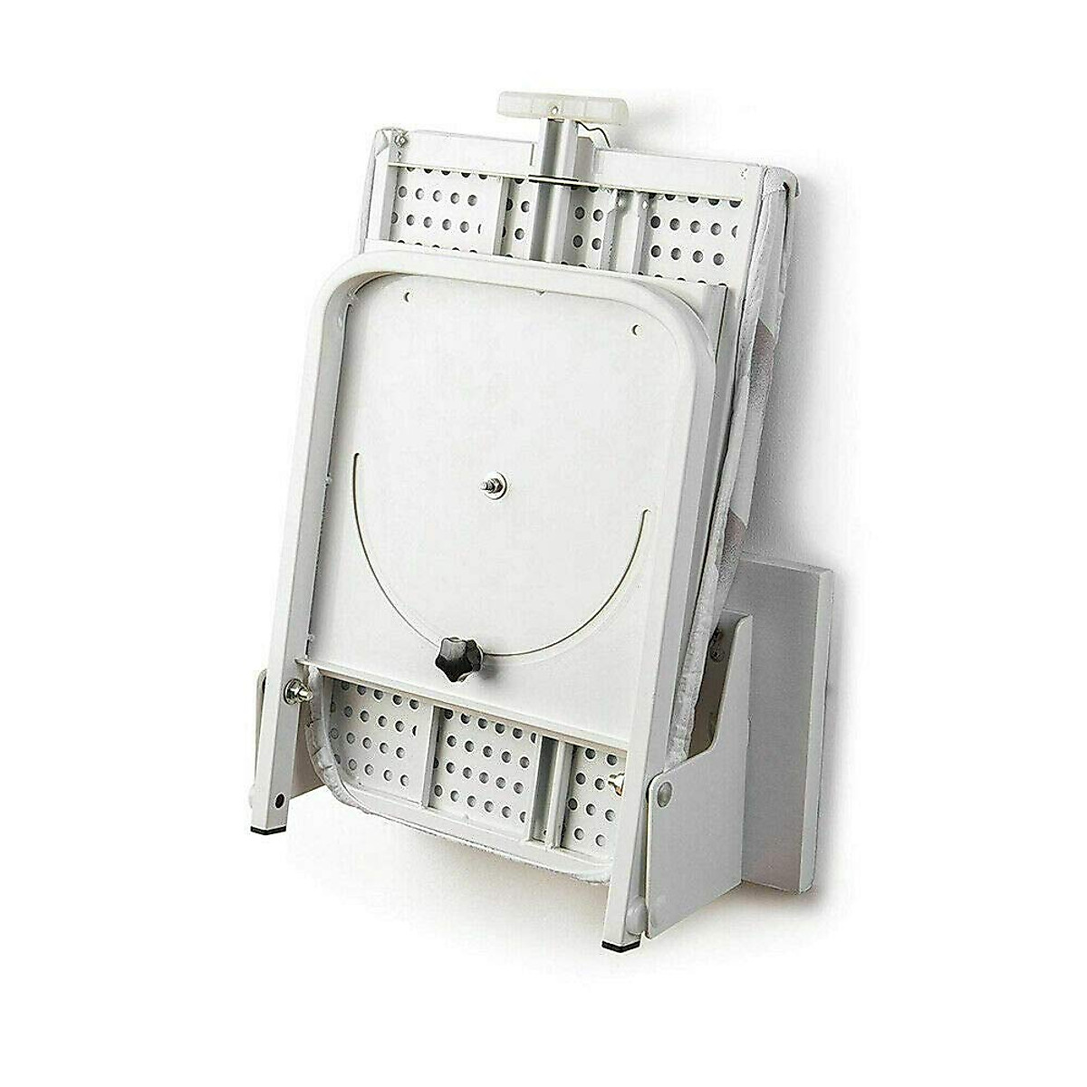 Wall-Mounted Space Saving Iron Board, Ironing Board with Turning Mechanism White Swivel Style 180° Rotation Flap Folding Ironing Board Built-in Cabinet with Cover