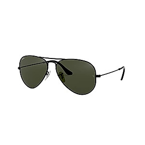 Ray-Ban RB3025 Classic Aviator Sunglasses, Black/G-15 Green, 58 mm