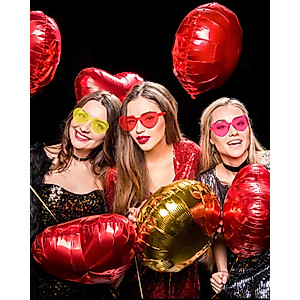 Sherr 48 Pairs Rimless Sunglasses Neon Party Supplies Glasses Plastic 80s Funky Sunglasses for Women Men (Neon Color,Heart Shape)