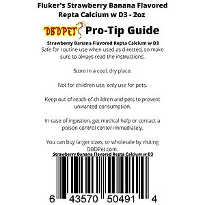 Fluker's Repta Strawberry-Banana Flavored Calcium with Vitamin D3 (2oz) - Includes Attached DBDPet Pro-Tip Guide