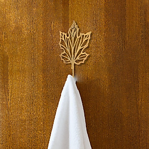 PRETYZOOM Hollow-Out Leaf Wall Hooks, Decorative Iron Hooks Wall Mounted Metal Coat Hooks for Coat Hats Towels, Single Prong Wall Mount Hangers for Closet, Bathroom