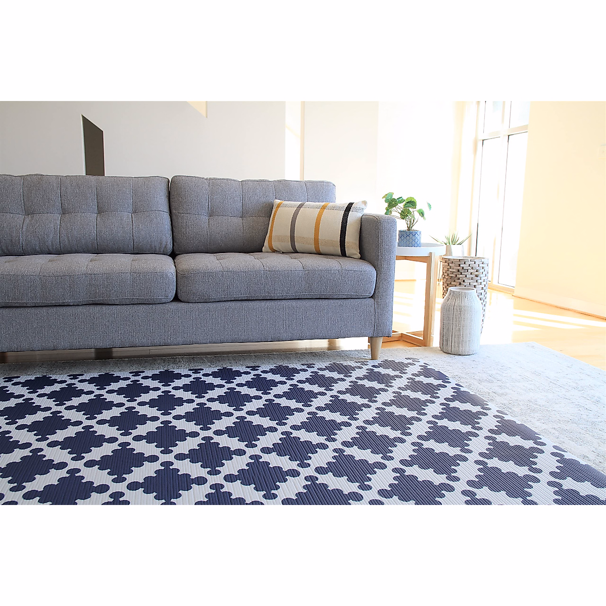 Cushmat Stylish Reversible Foam Play Mat (Large, Luxe Lite - Royal Blue Star) - Soft, Waterproof, Durable Play mat for Infants, Babies, Toddler, Kids & Grownup - 6.5ft x 4.5ft