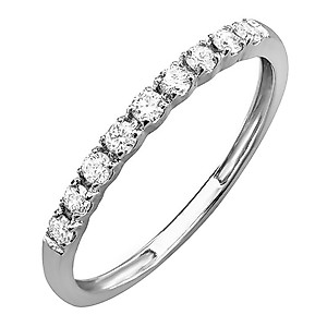Dazzlingrock Collection 0.25 Carat (ctw) 18k Diamond Ladies Anniversary Wedding Band Enhancer Guard 1/4 CT, White Gold, Size 5
