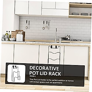 YARNOW Kitchen Cabinet Door Lid Holder Cutting Board Holder Stand Pan Lid Holder Metal Brackets Pans Organizer Rack Wall Mounted Lid Rack Pot Lids Holder Pot Lid Holder for Kitchen Iron