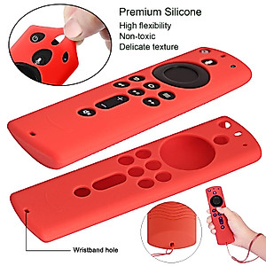 [2 Pack] Silicone Cover Case for Fire TV Stick 4K / Fire TV (3rd Gen) Compatible with All-New 2nd Gen Alexa Voice Remote Control (Red and Blue)