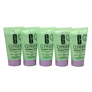 Pack of 5 x Clinique All About Clean Liquid Facial Soap Mild, 1 oz each Sample Size Unboxed