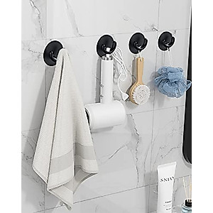 Qiiaoo 4 Pack Adhesive Hooks Heavy Duty, Waterproof Aluminum Alloy Wall Door Hooks Mount for Bathroom Bedroom Shower Stall, Hanging Clothes Coat Hat Bag Towel Robe Dressing Gowns Headset
