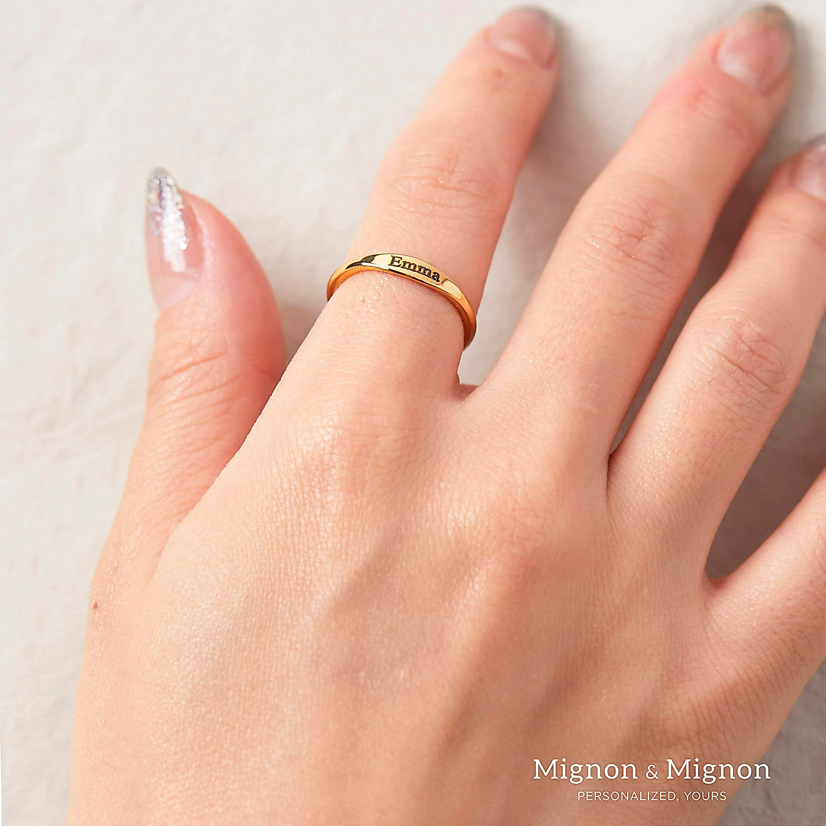 Custom Name Ring for Women Mother's Day Personalized Gift Mom Stacking Dainty Engraved Matching Friend Bridesmaids Promise Grandma - RF1-D