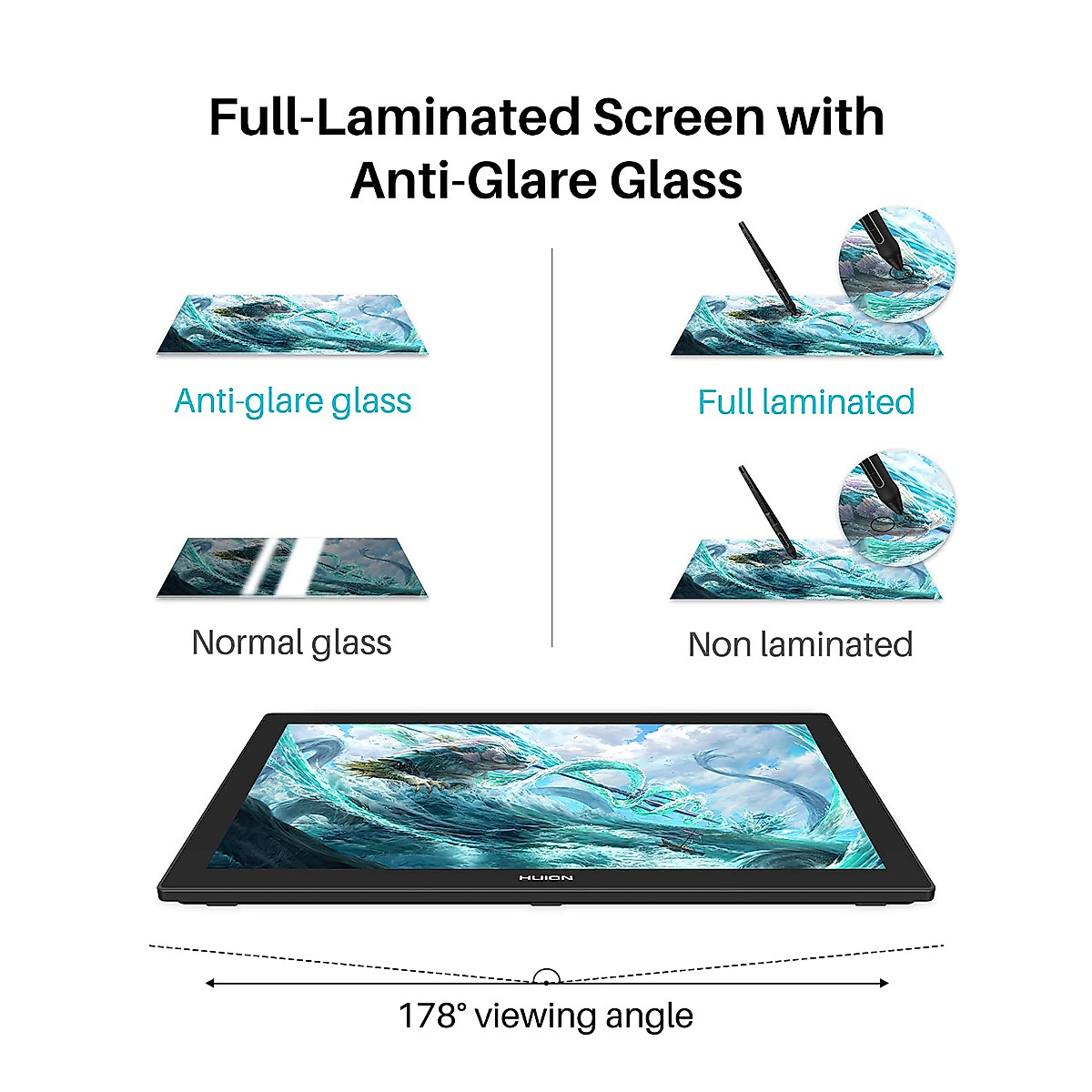 HUION Kamvas Pro 24 4K UHD Graphics Drawing Tablet and ST100A Adjustable Stand