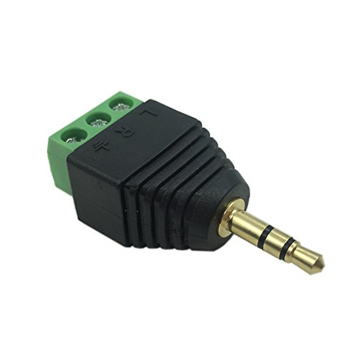 CERRXIAN 3.5mm 3 Pole Stereo Audio Video Male to 3 Screw Terminal Female Double Track Headphone Replacement Solderless Balum Converter Adapter (2-Pack)