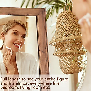 NeuType Full Length Mirror 65"x22" Floor Mirror with Standing Holder Solid Wood Frame Large Wall Mounted Mirror Hanging or Leaning Against Wall for Bedroom, Natural