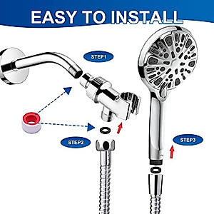 Luxsego Filtered Shower Head with Handheld Spray for Skin and Hair Care, High Pressure Shower Heads with Filters for Hard Water, Hydro Jet Showerhead Set Includes Hose, Bracket and Mineral Beads