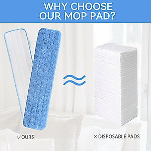 Replacement Microfiber Pad for Rubbermaid Commercial 24 Inch Mop Head - 8 Pack Wet & Dry Commercial Cleaning Refills Reusable Mop Refills Fit for Any Microfiber Flat Mop System 24"