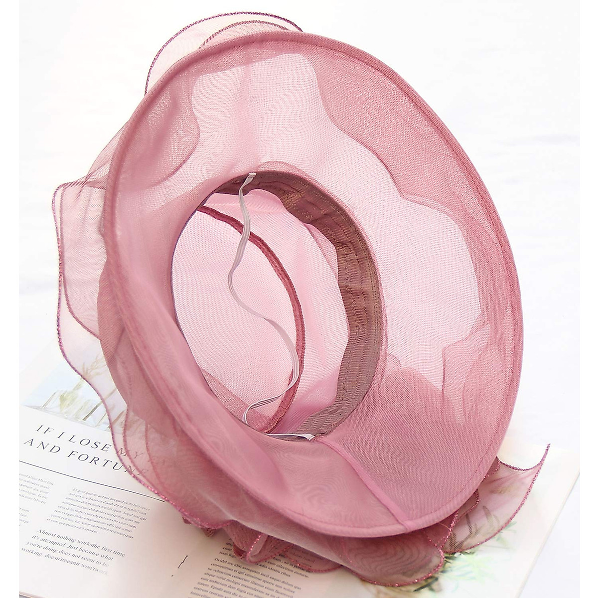 ORIDOOR Women’s Organza Church Tea Party Wedding Fascinator Hat UV-Anti Wide Brim Sun Hats (C Light Purple) …