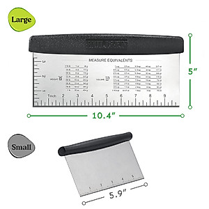 HULISEN Large Bench Scraper for Baking, 10 inch Dough Pastry Scraper with Measuring Scale, Stainless Steel Cake Scraper, Pizza Cutter, Food Chopper, Bread Separator Knife