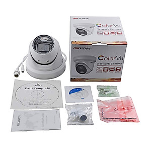 Hikvision IP Camera DS-2CD2347G2-LU 4mm Lens IP Camera,PoE Camera Outdoor Indoor Fixed Turret Network Camera,Micro SD Card Slot Built-in mic H.265+ Waterproof English Version International