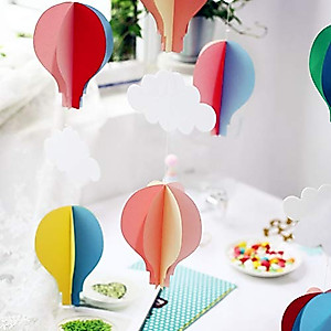 AZOWA Big Size Hot Air Balloon Decorations Blue Paper Garlands for Baby Shower Pack of 2