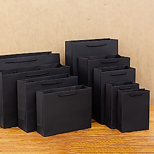 OfficeCastle 10 Pack X-Large Gift Wrap Bags with Handles, 16”x6”x12” Luxury Black Gift Bags for Men, Merchandise Bags Bulk, Shopping Bags