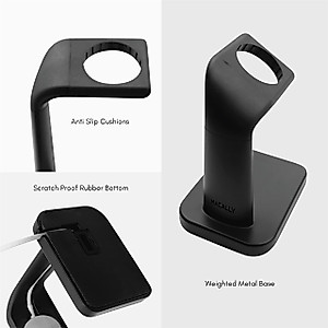 Macally Apple Watch Charger Stand for Series Ultra, 9, 8, 7, 6, 5, 4, 3, 2, 1, SE (44mm, 42mm, 40mm, 38mm) - Sleek iWatch Apple Watch Stand Dock - The Perfect Apple Watch Charging Station - Black