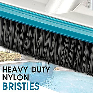 POOLWHALE Premium17.5 Swimming Floor & Wall Pool Brush, Aluminum Back Cleaning Brush Head Designed for Cleans Walls, Tiles & Floors, Nylon Bristles Pool Brush Head with EZ Clips