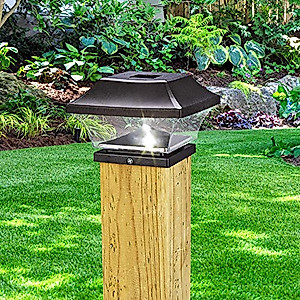 NOMA Solar Post Lights | Waterproof Outdoor Cap Lights for 4 x 4 Wooden, Deck, Patio, Garden, Decor or Fence | Warm White LED Lights, 8-Pack (Black)
