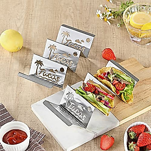 2PCS Stainless Steel Taco Holder, Premium Large Taco Holder Stand, Taco Stands for 3 Tacos, Soft or Hard Taco Shell Holder, Street Taco Rack, Dishwasher and Grill Safe, Perfect for Taco Tuesday