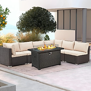 GYUTEI Fire Pit Table,Propane Fire Pits for Outside,44in 50,000 BTU Auto-Ignition Gas Fire Table w/CSA Certification,Outdoor Fire Pit for Garden Patio (Black)