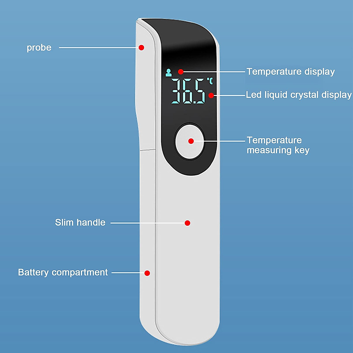 Kuhxz Touchless Forehead Thermometer for Adults & Kids, Digital 𝐈𝐧𝐟𝐫𝐚𝐫𝐞𝐝 Thermometer, LED Display Instant Reading, Mini Portable Handheld Electronic Thermometer, Thermometer for Home Use