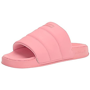 adidas Originals Women's Adilette Essential Slide Sandal, Super Pop/Super Pop/Super Pop, 6