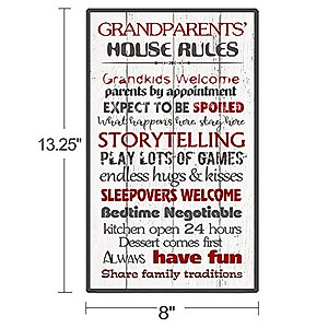Calien Grandparents House Rules Gifts for Grandma and Grandpa Decorative Wall Art Sign Plaque 13.5 x 8 Inch