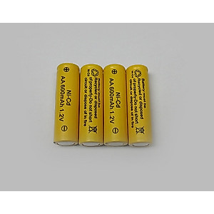 AA Ni-Cd 600mAh Yellow Rechargable Batteries for Solar Powered Units (4-Pack)
