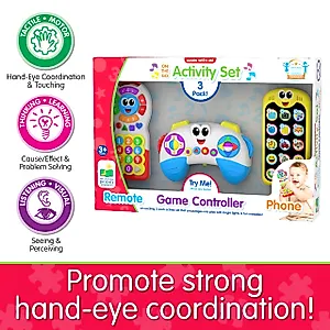 The Learning Journey Early Learning - On The Go Activity Set (3 Pack) Phone, Remote, and Controller - Baby Remote Control Toy for Boys & Girls Ages 3 Months and Up - Award Winning Toys