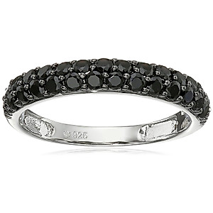 Sterling Silver Black Spinel Round Stackable Ring, Size 7