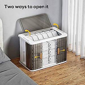 Folding Storage Bins with Lids - Collapsible Storage Bins with Wheels for Closet Organizers Large Capacity Stackable Storage Box for Home Organizing Clothes, Bedroom, Car Trunk, Dorm (60L - 3Pack, Grey)