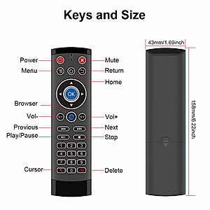 oFourSmart 2.4G Wireless Remote Controller with Nano USB Receiver Supports IR Learning Function Perfect for Android TV Box IPTV Mini PC Smart TV Projector