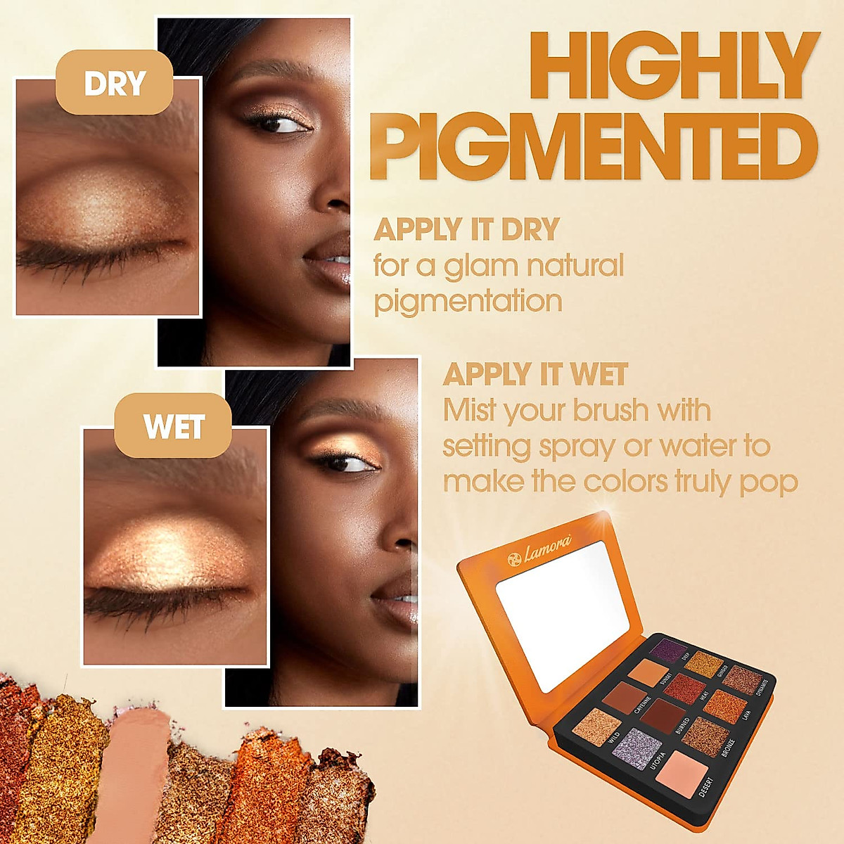 Lamora Nude Eyeshadow Palettes (Matte + Bronze Gold)