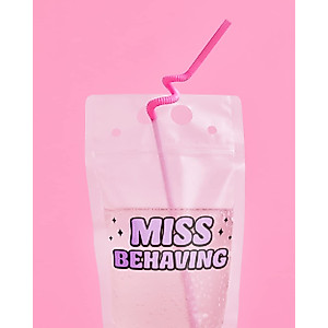 xo, Fetti Bachelorette Party Drink Pouches - 16 count | Bachelorette Party Cups, Bridesmaid Names Decorations, Maid of Dishonor Favors, Miss Behaving