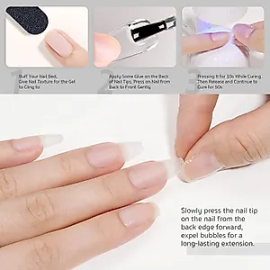 GAOY 2Pcs 16ml Gel Nail Glue for Acrylic Nails Tips, 2 in 1 Nail Glue and Base Coat, UV Light Cure