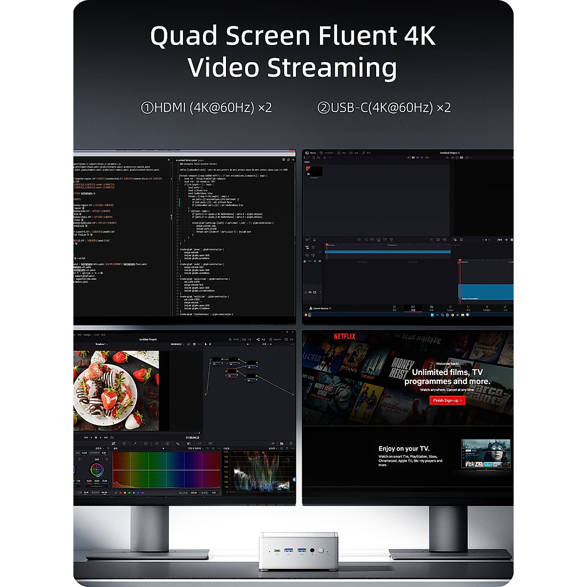 MINISFORUM Venus Series NAB5 Mini PC, 12th Gen Core i5-12450H Micro Compter, 16G DDR4+512G PCIe4.0 SSD, 2X HDMI+2X USB-C 4K@60Hz Output, 2X 2.5G RJ45 Port, 4X USB3.2 Small Form Factor