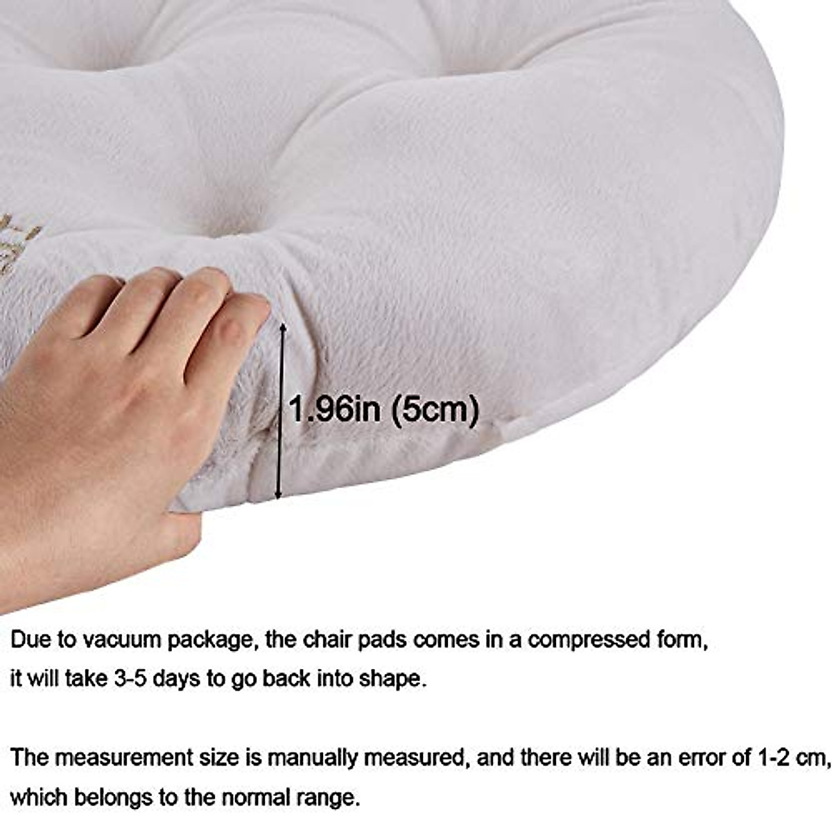 Big Hippo Chair Pads with Ties, Soft 17-Inch Round Thicken Chair Pads Seat Cushion Pillow for Garden Patio Home Kitchen Office or Car Sitting(Beige)