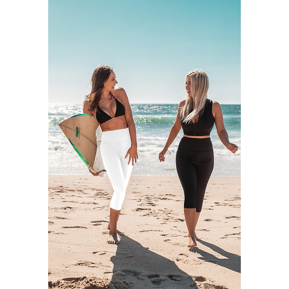 we fleece Women’s Soft Capri Leggings for Women-High Waisted Tummy Control Non See Through Workout Running Black Leggings Yoga Pants (White, Large-X-Large)