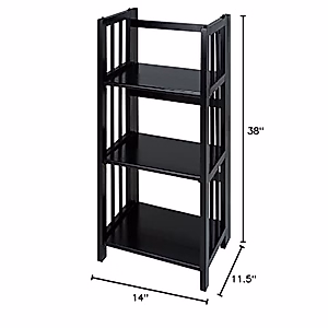 Casual Home 3-Shelf Folding Bookcase, 14" Wide, Black