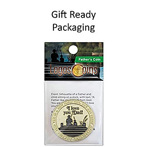 Father's Coin, I Love You Dad Token of Appreciation, Gold-Color Plated Challenge Coin, Proverbs 20:7, Man of God, Unique Gift Idea for Dads & Grandfathers, from Daughter, Sons or Wife